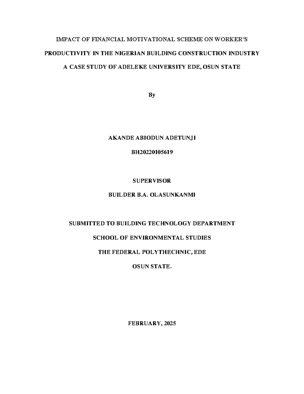 Impact of Financial Motivational Schemes on Productivity in Nigerian ...