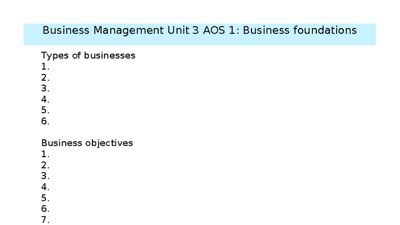 Business Management Revision Resource: Units 3 & 4 AOS Overview - Studocu