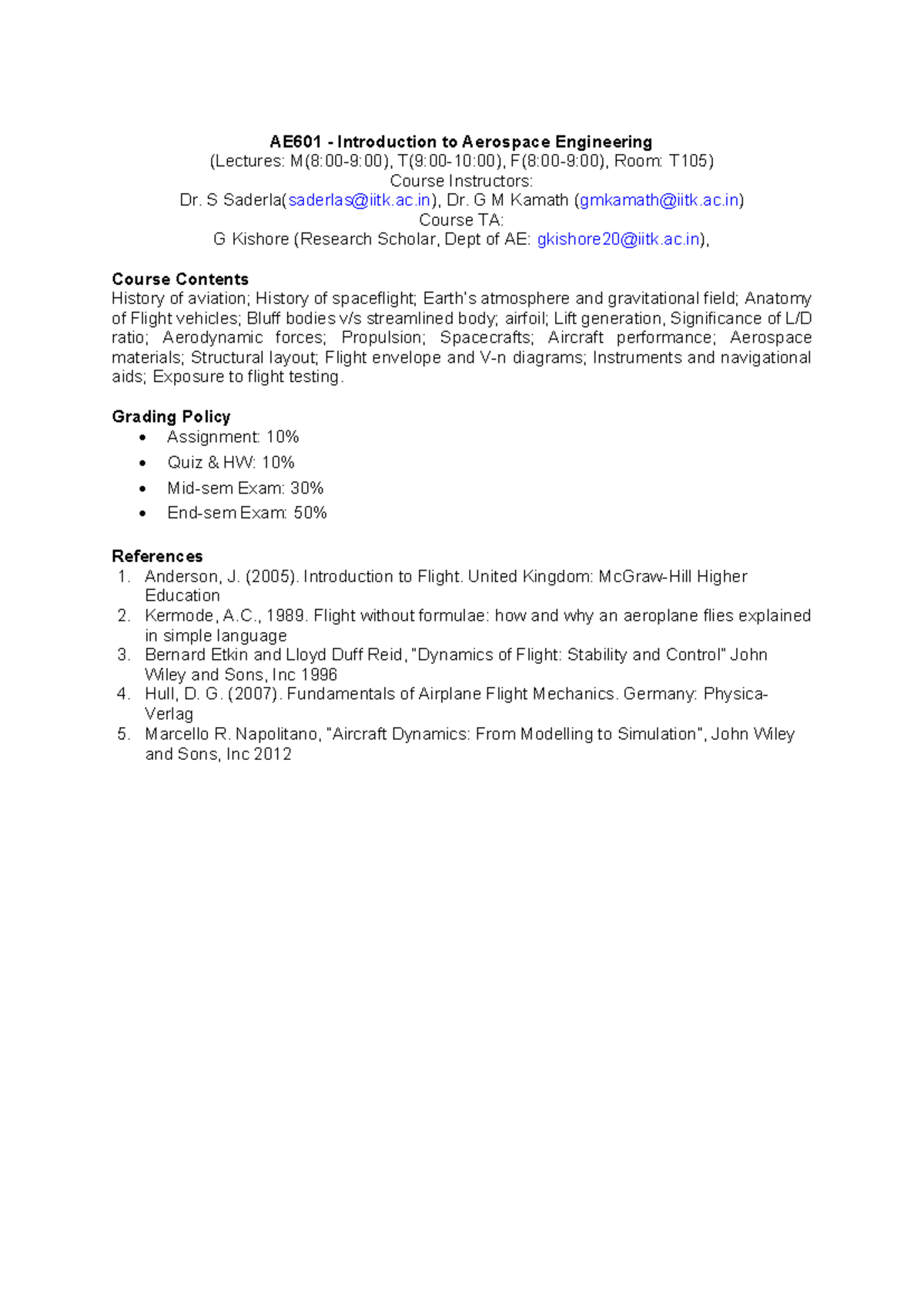 AE601 Lecture Notes: Introduction to Aerospace Engineering - Studocu