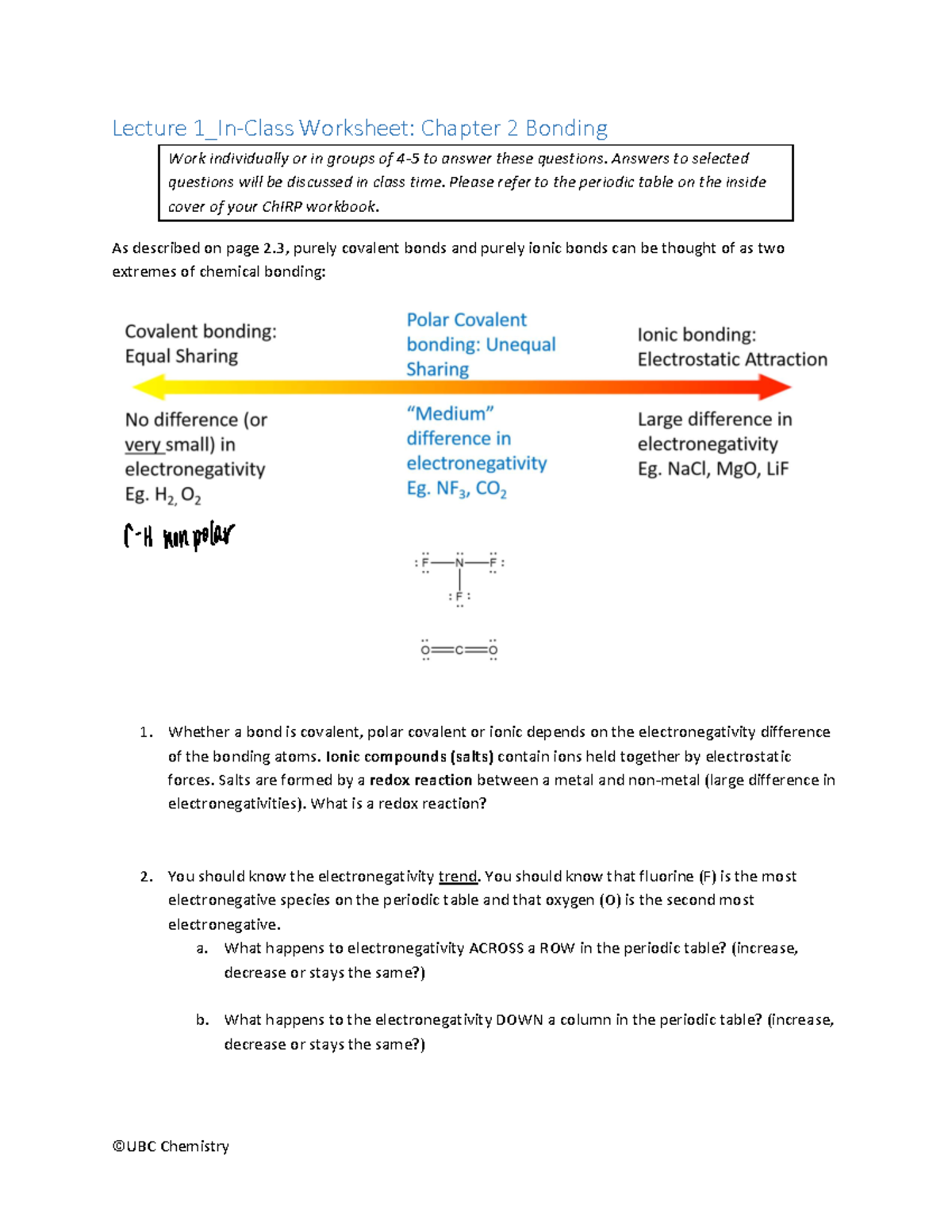 2022S1 CHEM-121 Worksheet Lecture-1 - ©UBC Chemistry Lecture 1_In-Class ...