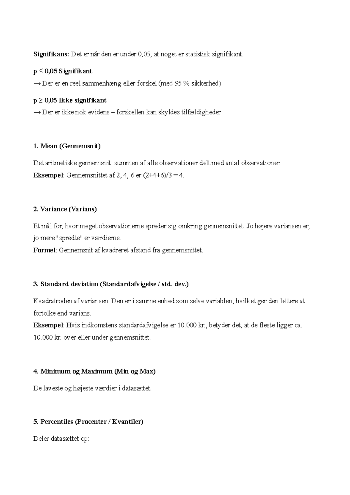 Begreber i Stata: Statistisk Analyse og Tolkning - Studocu