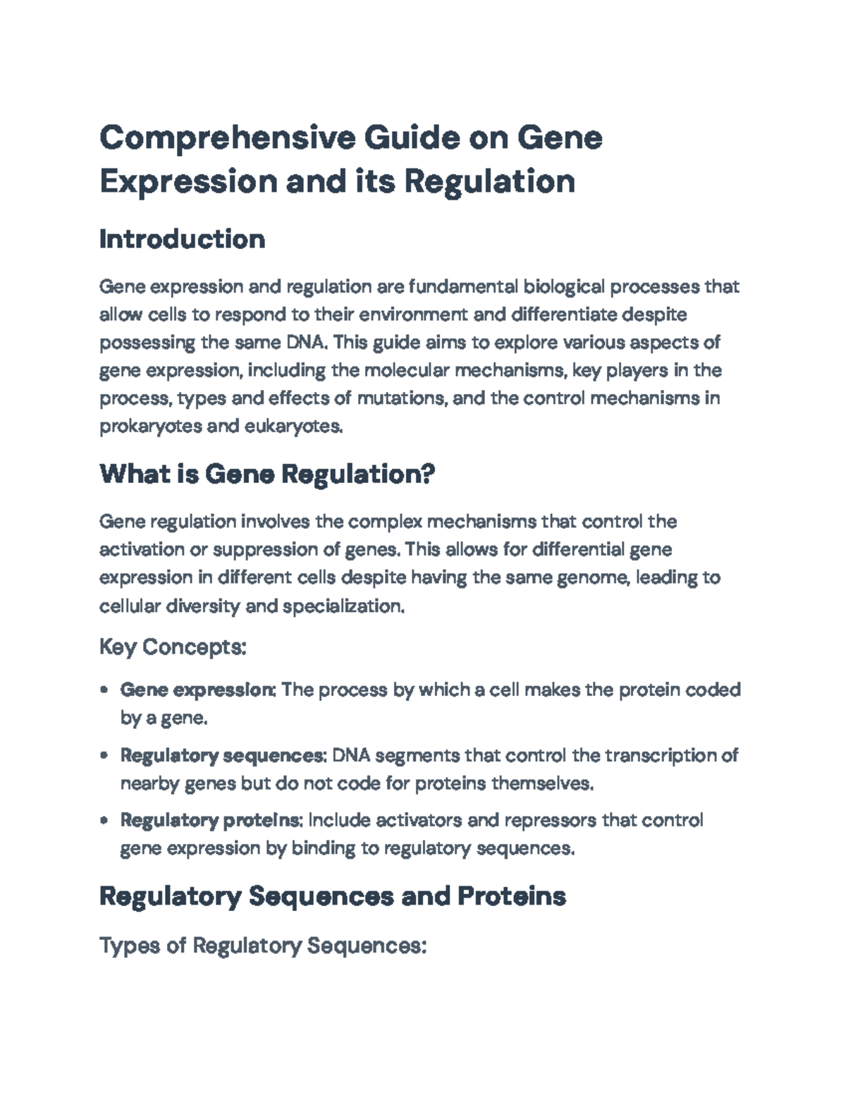 Gene Expression and Regulation: An In-Depth Study Guide - Studocu
