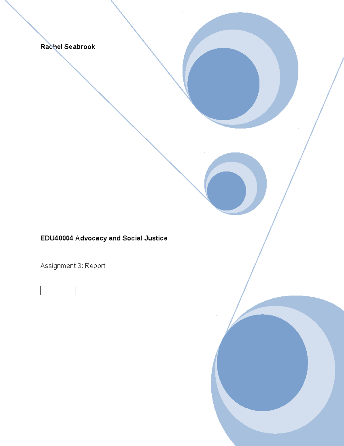 EDU40004 Assignment 3: Advocacy & Social Justice Report Summary - Studocu