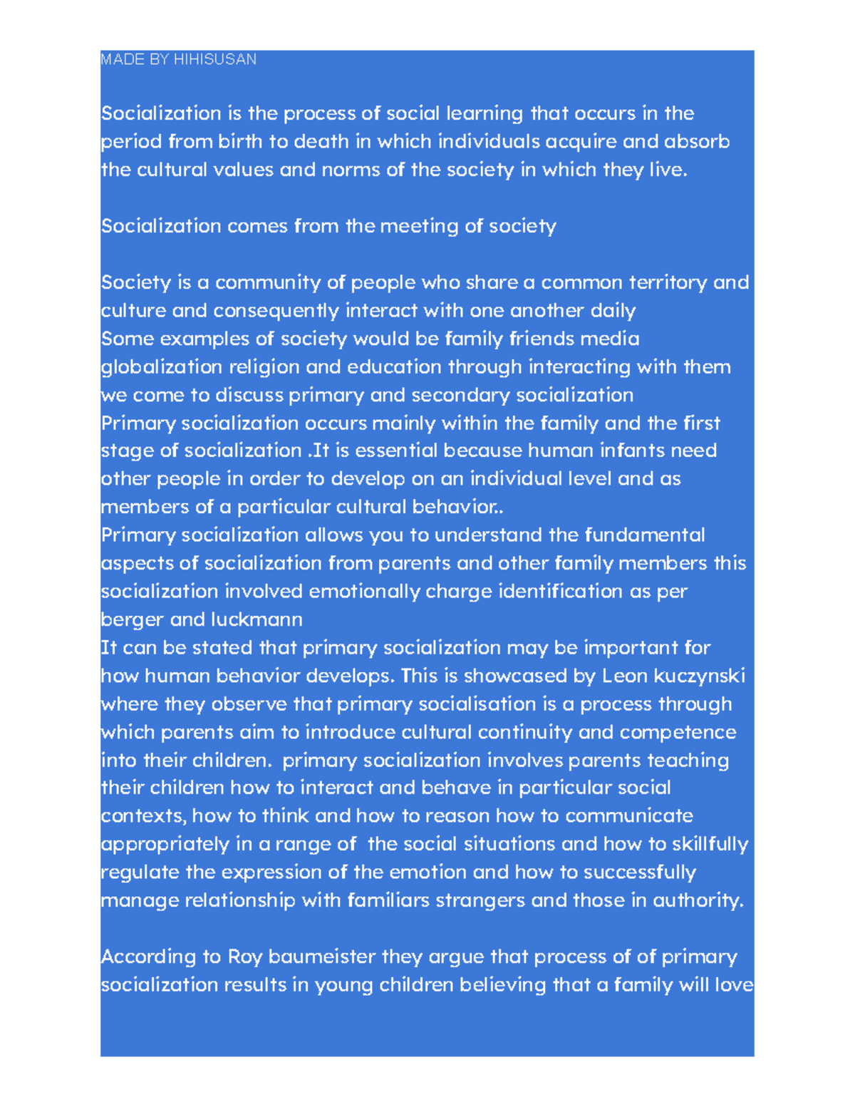 Primary socialization ( unit 2.1.2 the importance of socialization ...