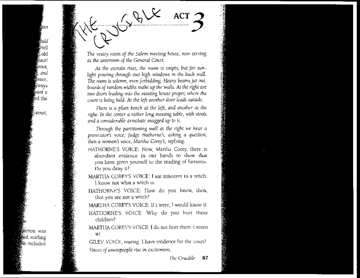Crucible act 3 - nothing - ACT not 3 would Hell old The vestry room of ...