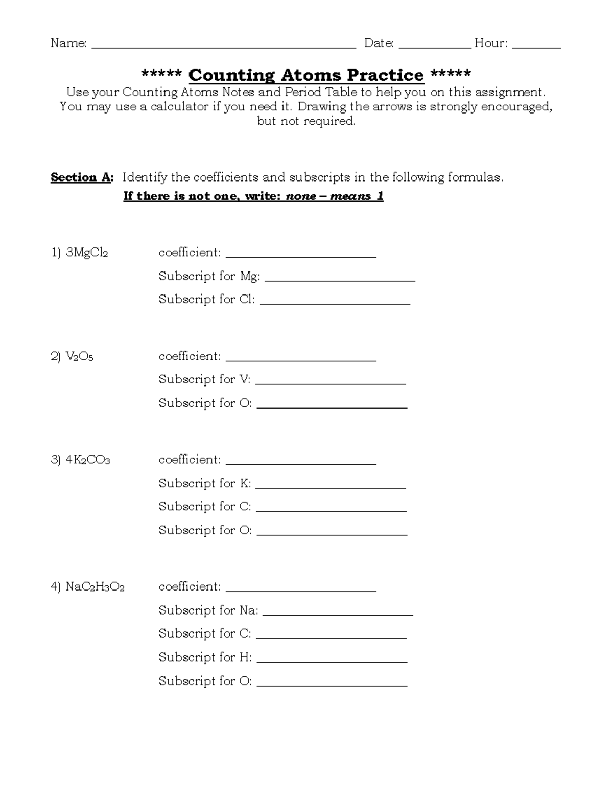 Counting Atoms Practice advanced copy - Name