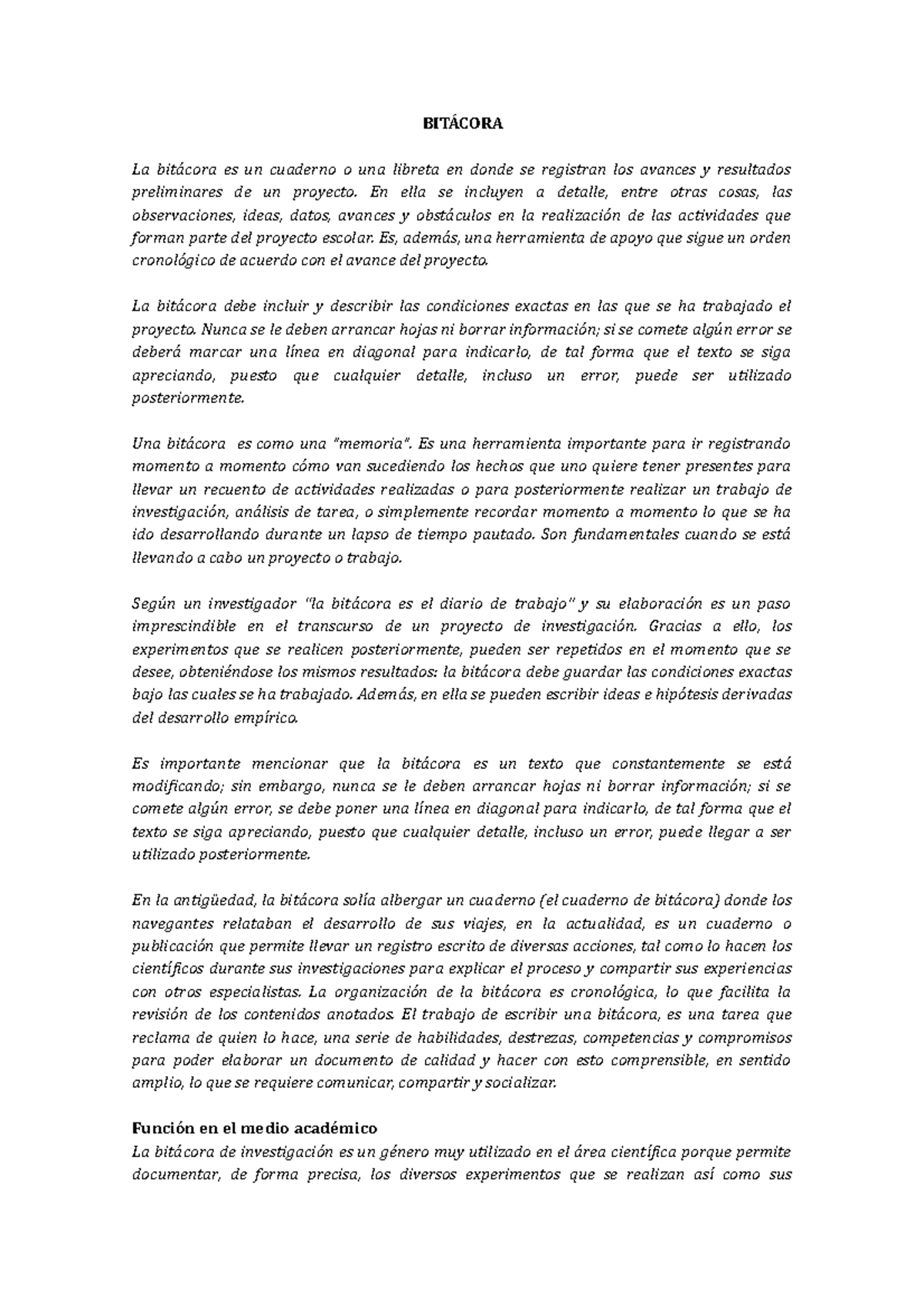 Bitocora - Que es y cómo se estructura - BITÁCORA La bitácora es un ...