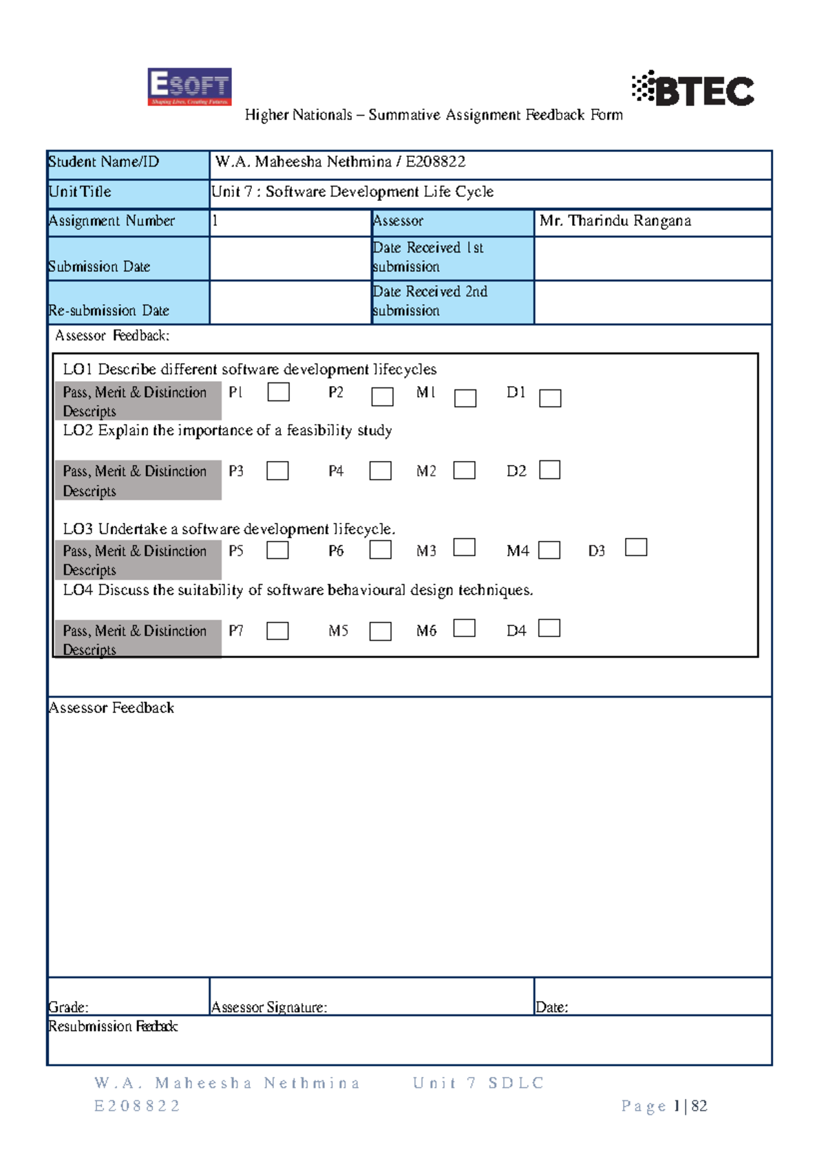 Unit 7 SDLC Assignment: Exploring Lifecycles & Feasibility (2024) - Studocu