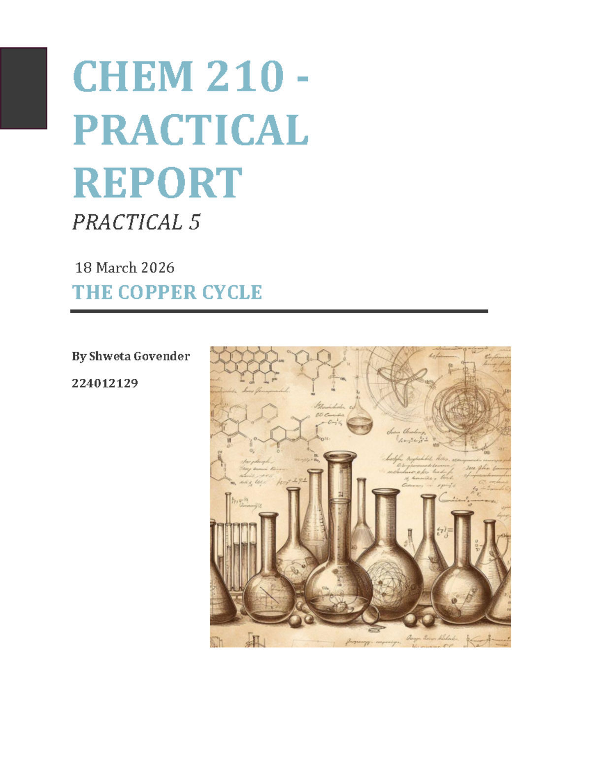 CHEM 210 Practical Report 5: The Copper Cycle Experiment - Studocu
