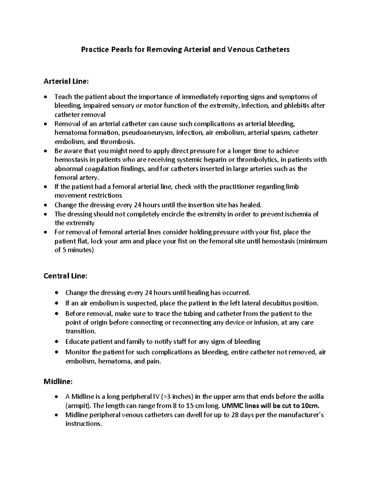 Catheter Care Guidelines: Arterial, Central & Midline Lines Overview ...