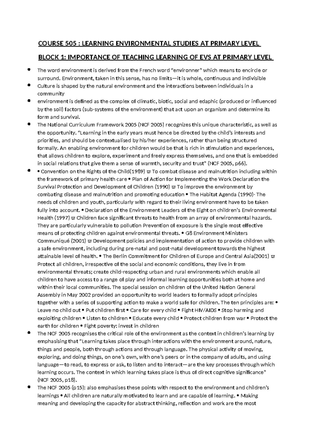 Course 505NIOS - Environmental Studies for Primary Education: Overview ...