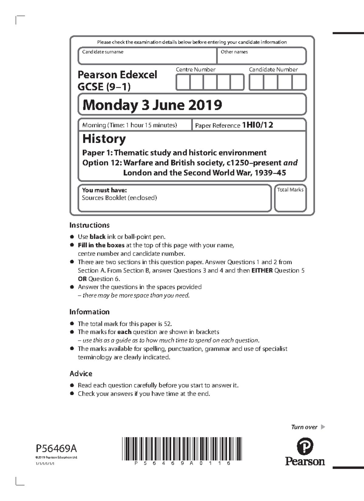 1HI0 12 que 2019 0604 - gcse - P56469A0116 Turn over Instructions • Use ...