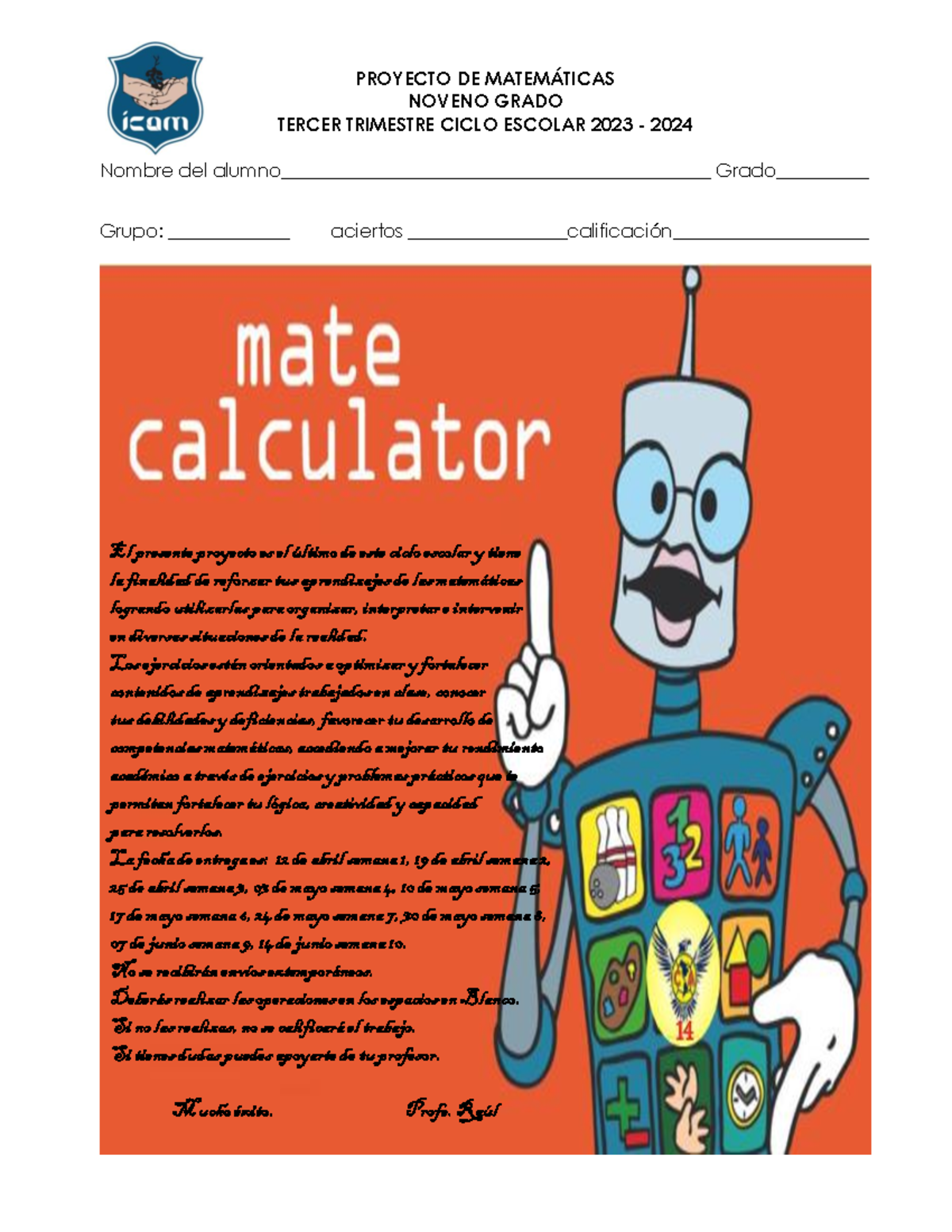 Proyecto MATE: Actividades del Tercer Trim 2023-2024 - Studocu
