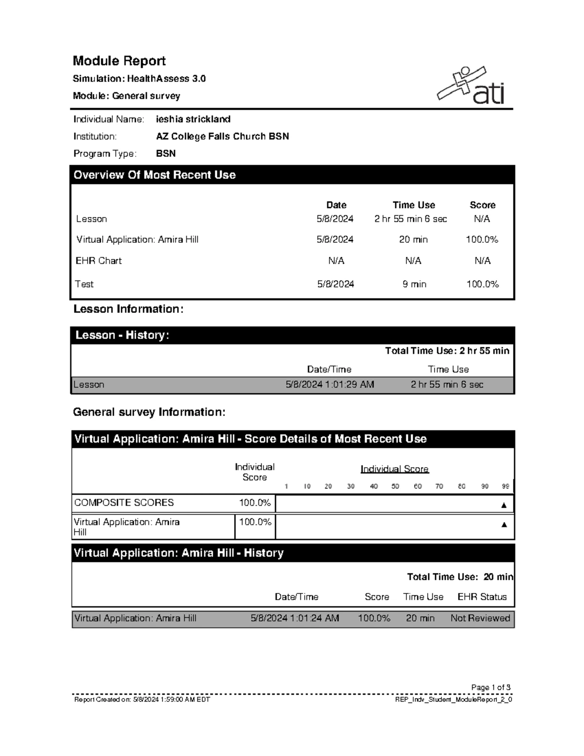 ATI BSN Virtual Scenario Report: Vital Signs Assessment - Studocu