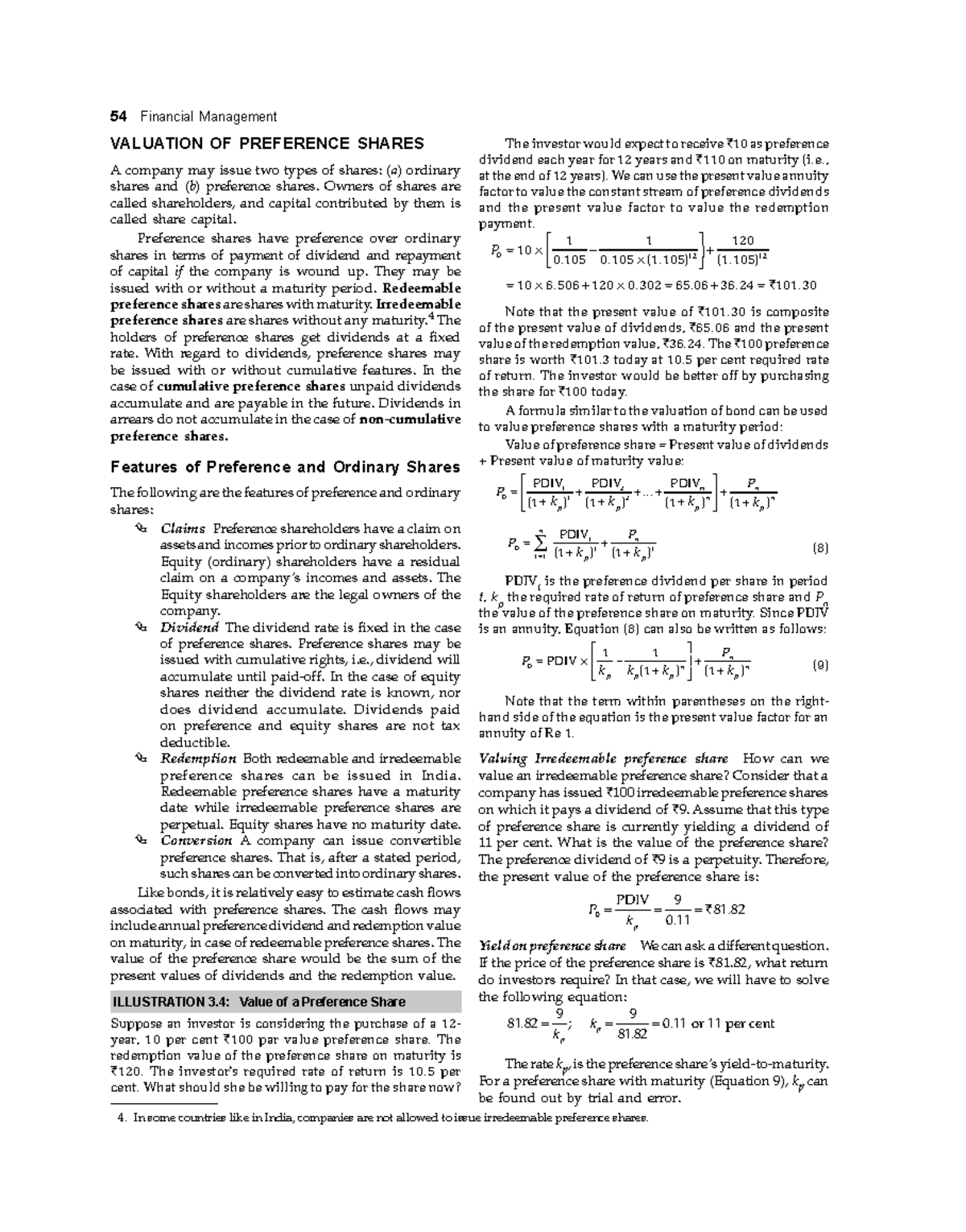 Valuation of Preference and Ordinary Shares in Financial Management 27 ...