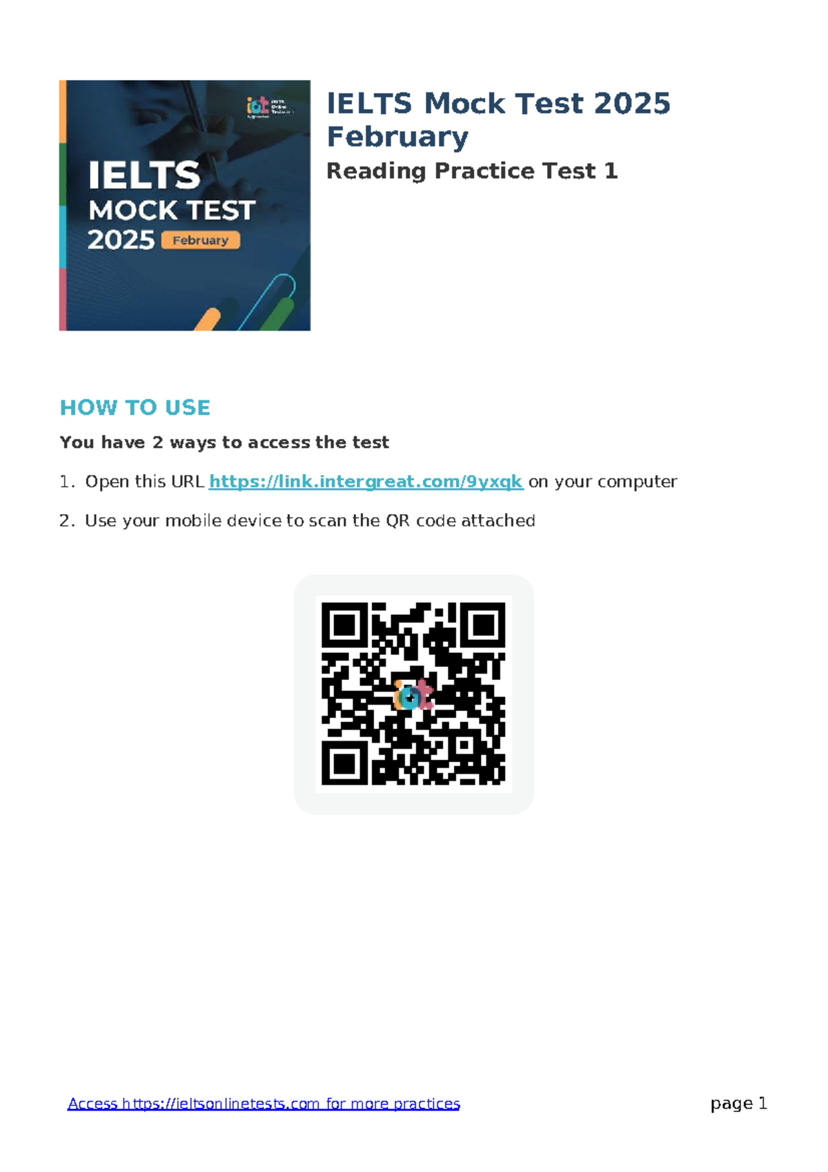 IELTS Mock Test 2025: February Reading Practice Test 1 - Studocu
