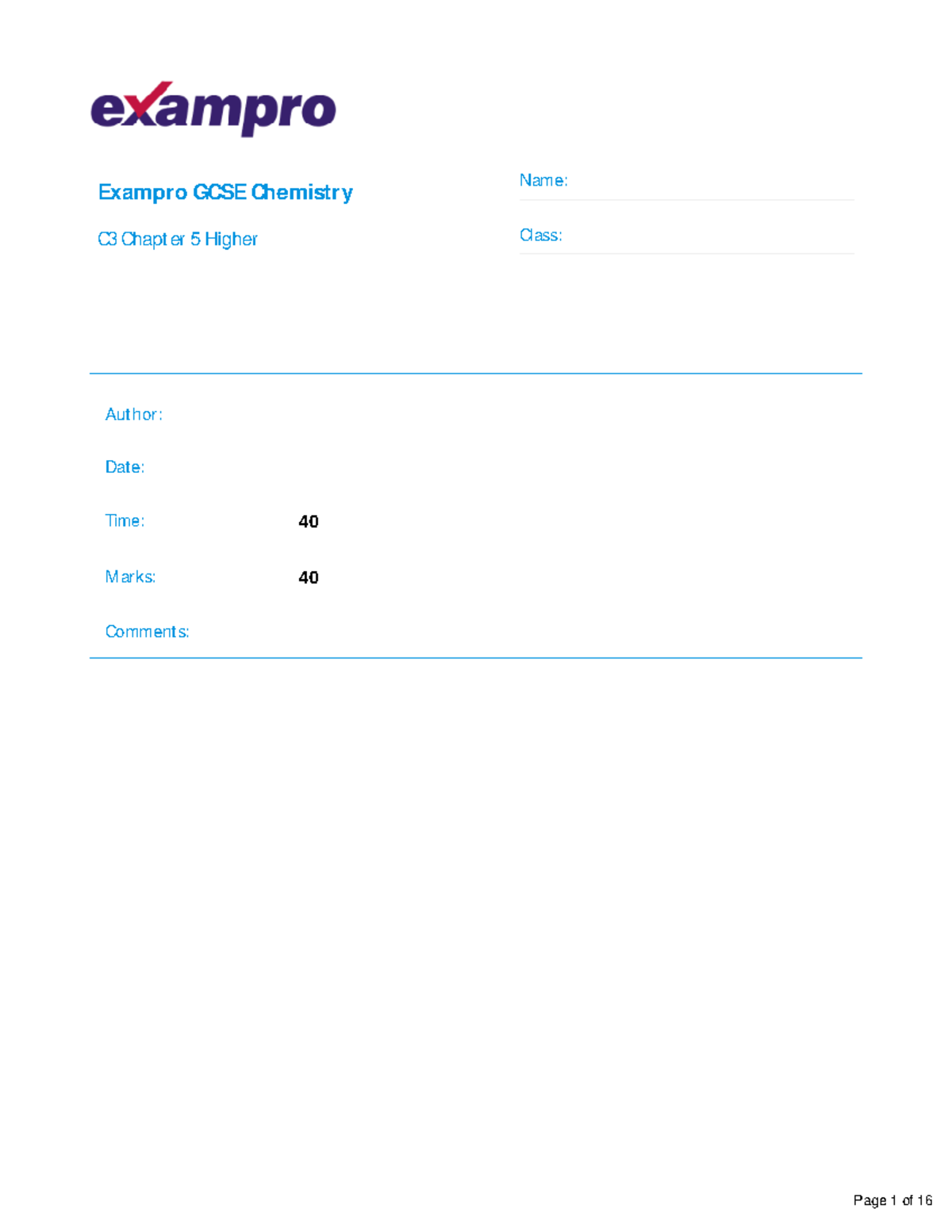 C3 Chemistry Higher - Chapter 5 Exam Review and Notes - Studocu