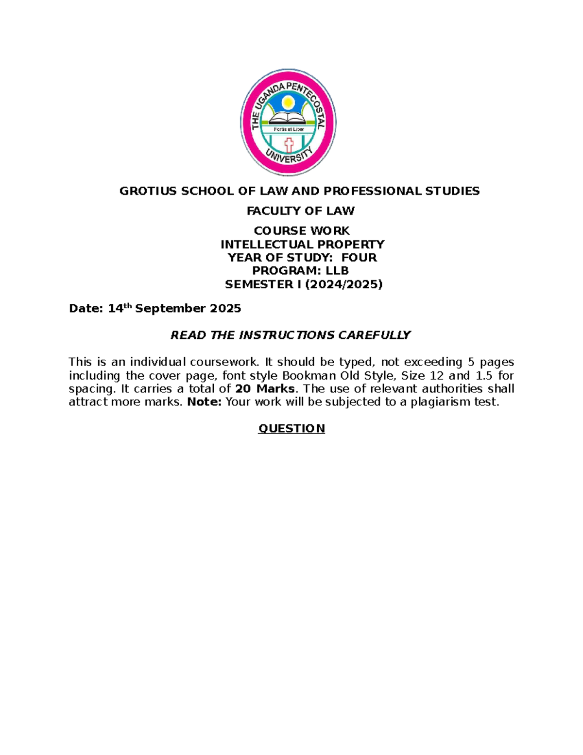 LLB 4 Intellectual Property Coursework: Final Exam Insights - Studocu