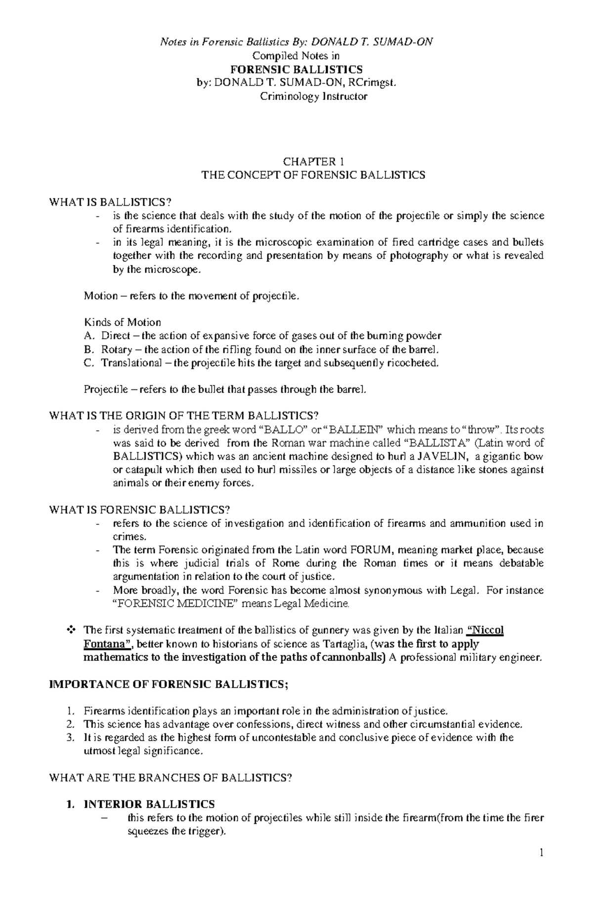 Forensic Ballistics Notes - Criminology 101: Comprehensive Overview ...
