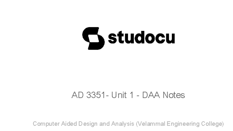 AD3351 Unit 1 Notes: Design and Analysis of Algorithms - Studocu