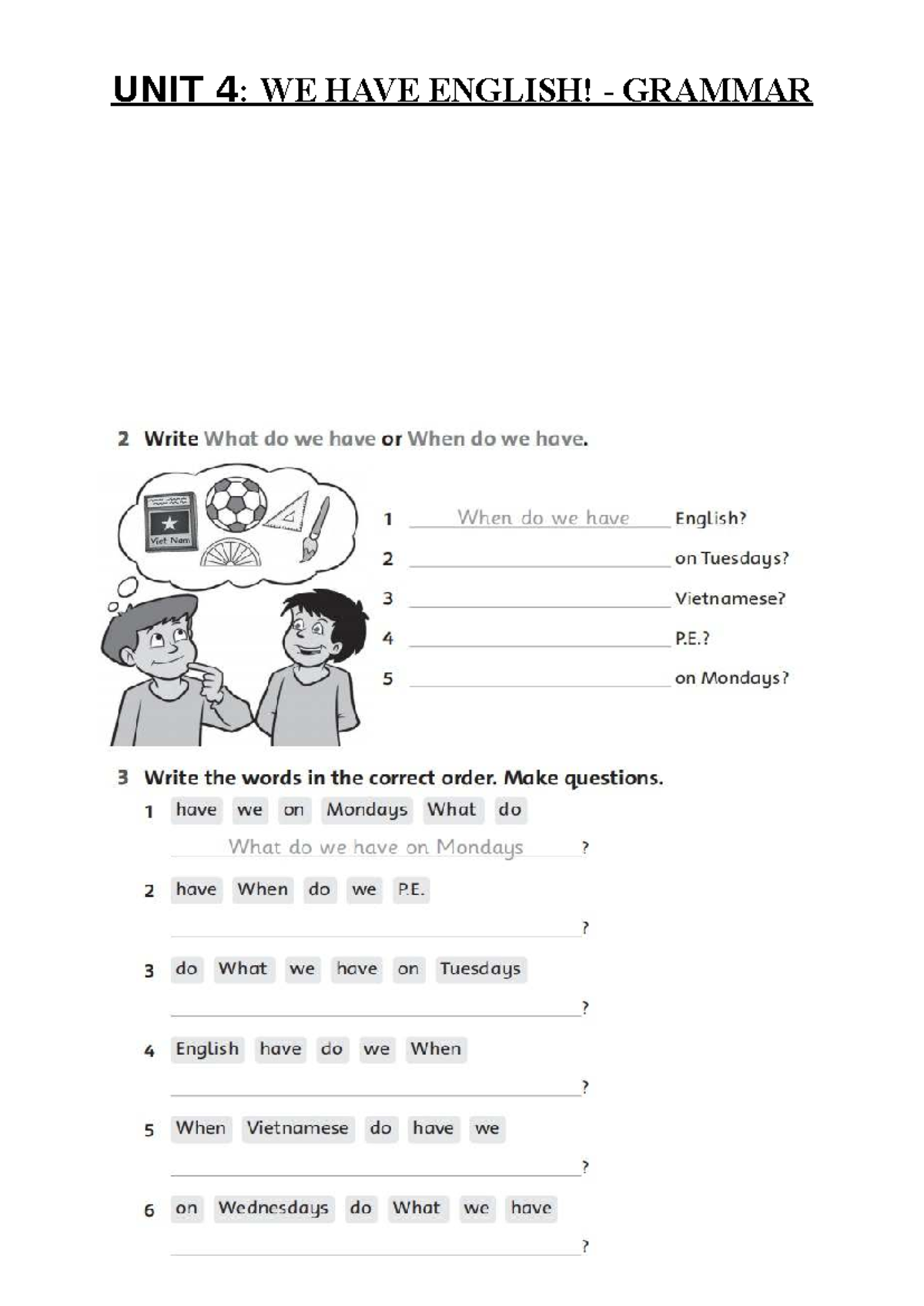 Review of Units 4-6: We Have English! FF4 Revision - Studocu