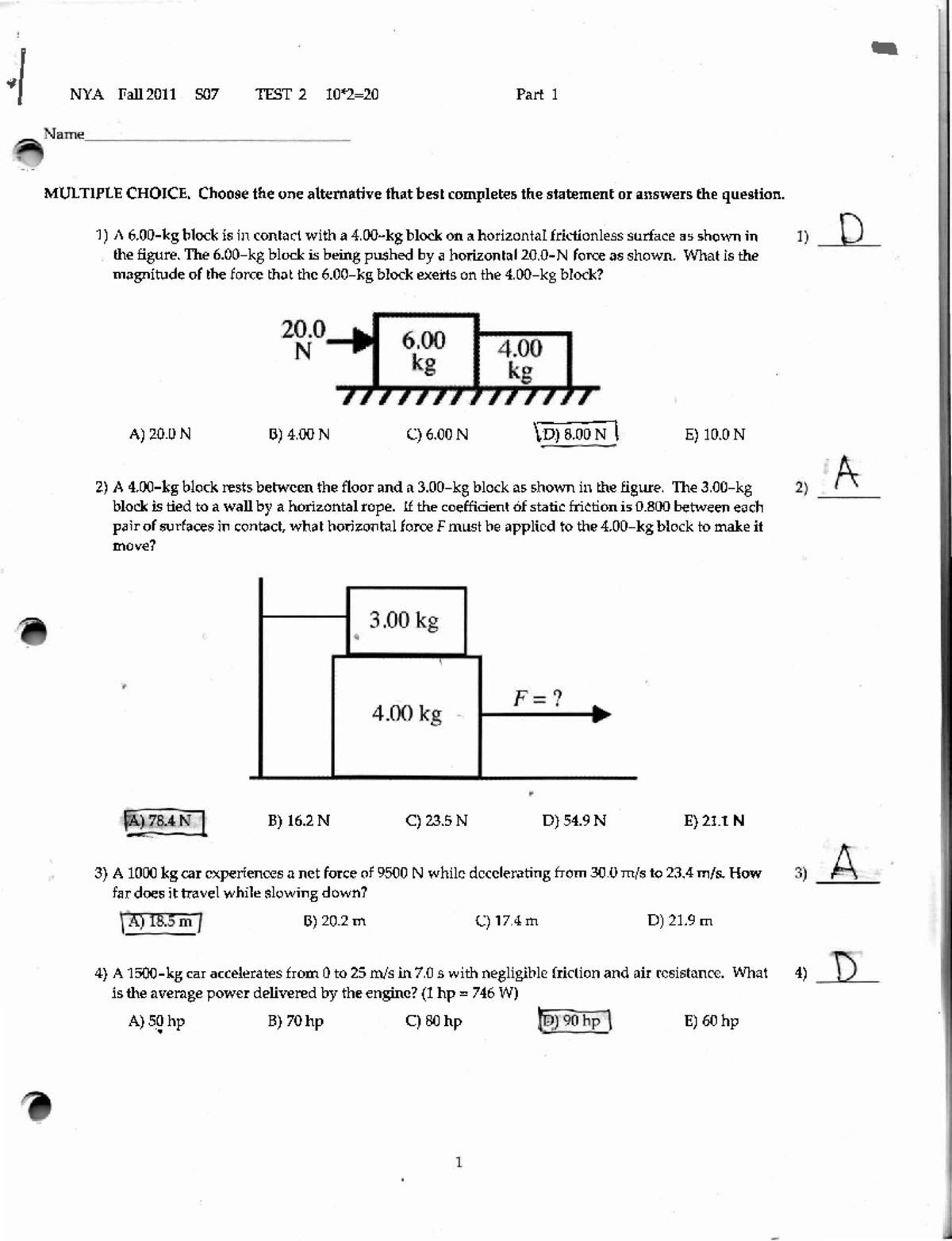 NYA F11 T507 - Test 2 Part 1 Multiple Choice Questions - Studocu