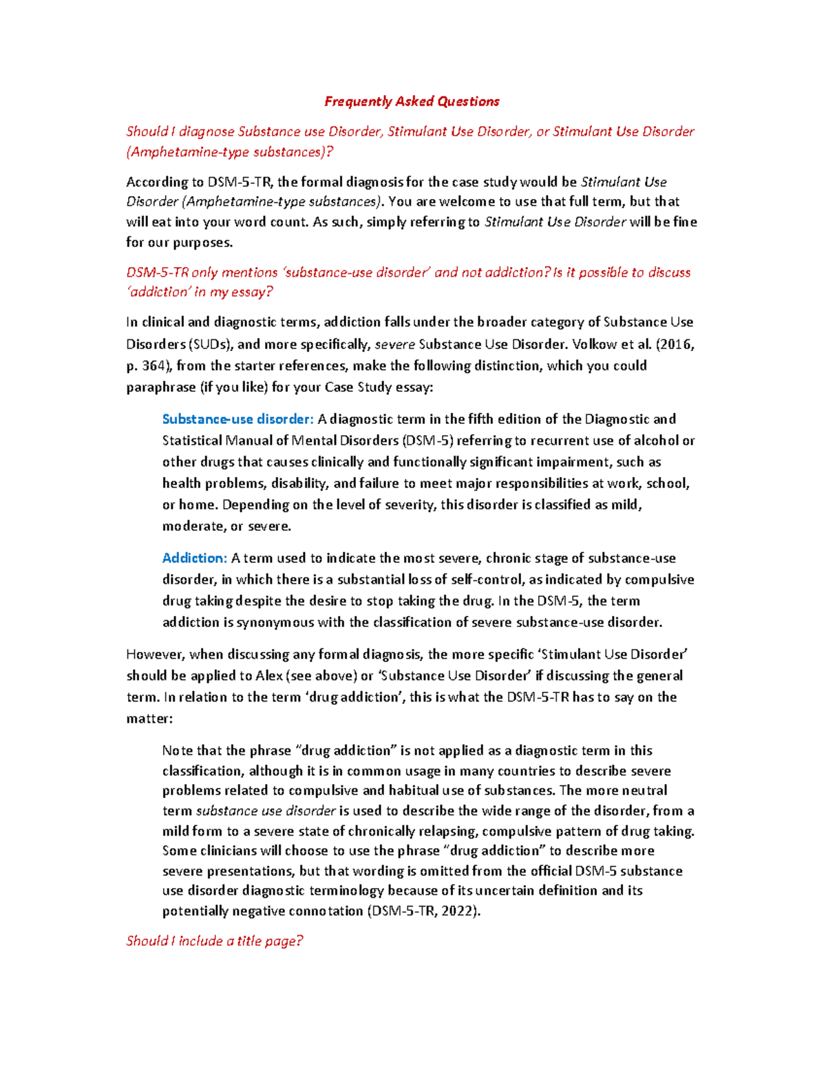 Case Study Essay FAQ: Diagnosing Stimulant Use Disorder (SUD) - Studocu