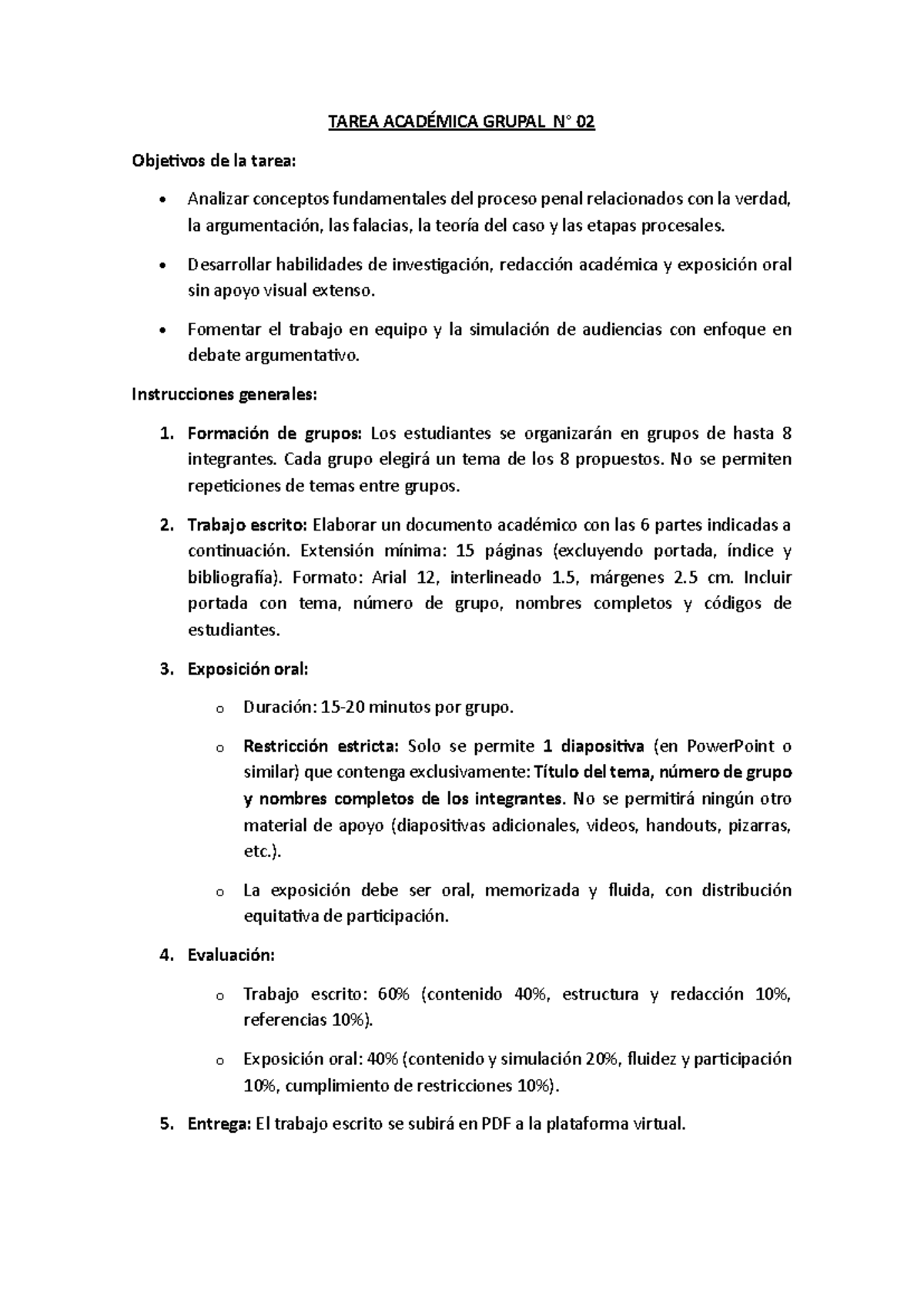 TAREA ACADÉMICA GRUPAL 02: Análisis del Proceso Penal y Argumentación ...