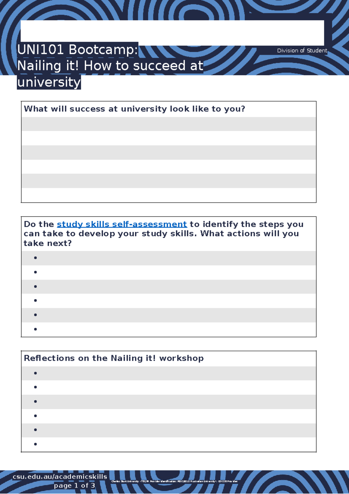 UNI101 Bootcamp: Strategies for University Success and Skills ...