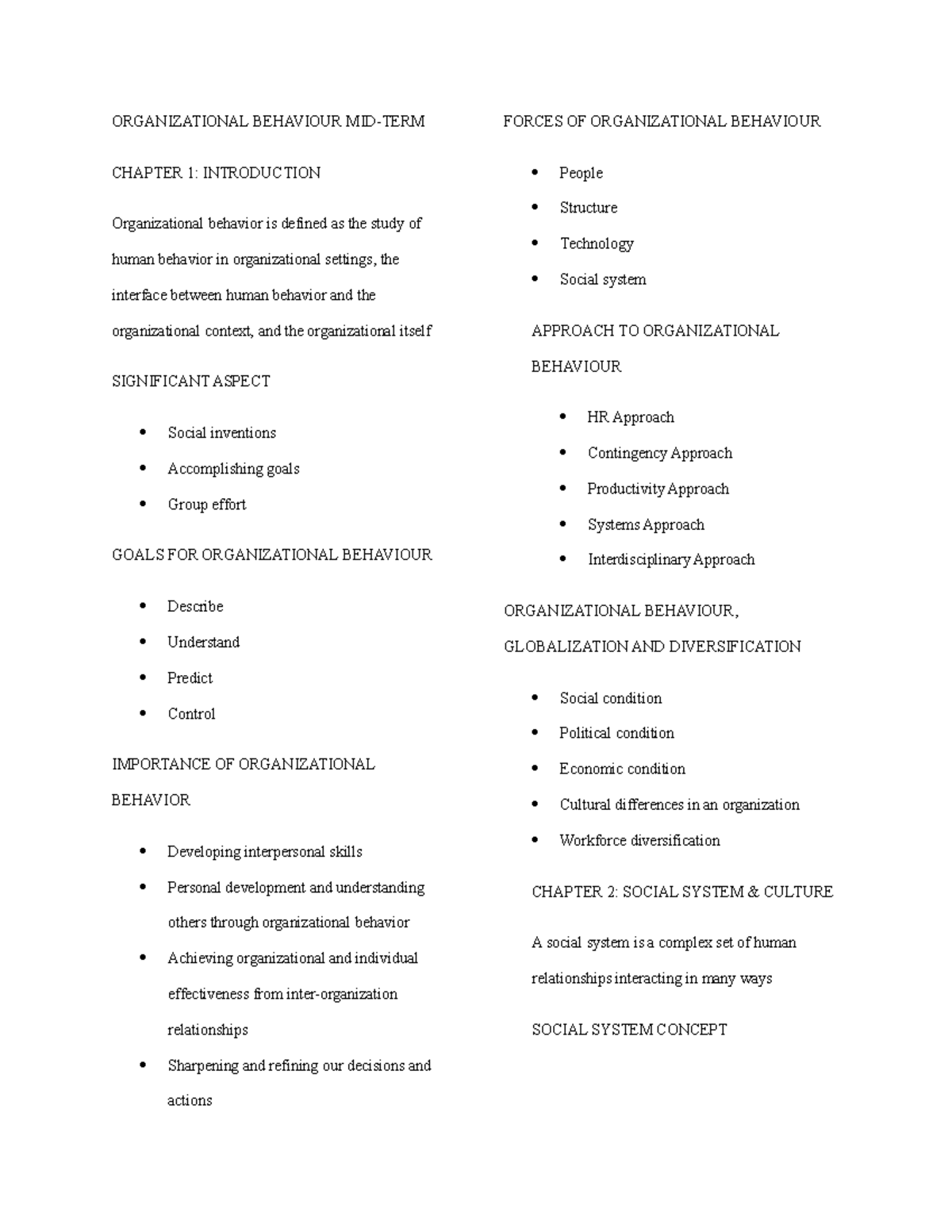 Organizational Behaviour Midterm Q&A: Key Concepts & Frameworks - Studocu