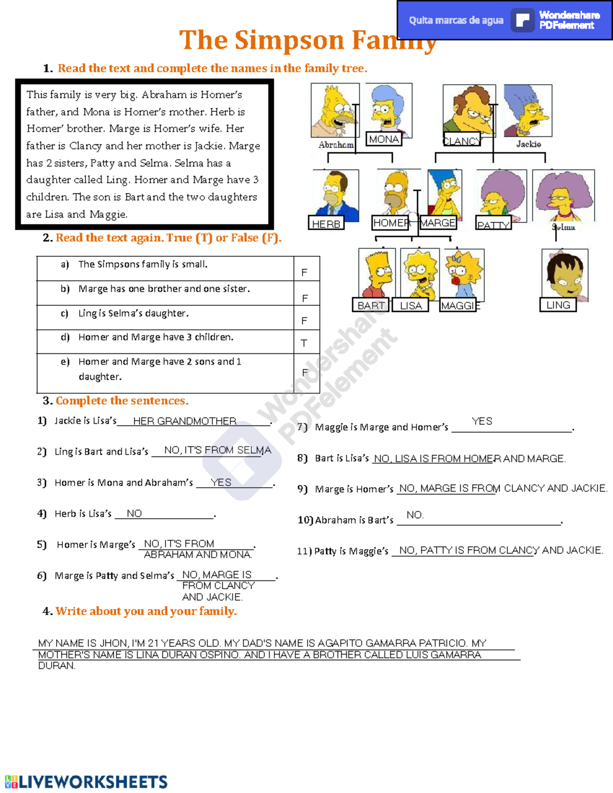 UNIT 1 Lesson D Simpson Family[ 109] Senati - The Simpson Family 1 ...