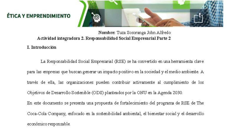 RSE y Sostenibilidad: Propuesta para The Company - AI 2 - Studocu