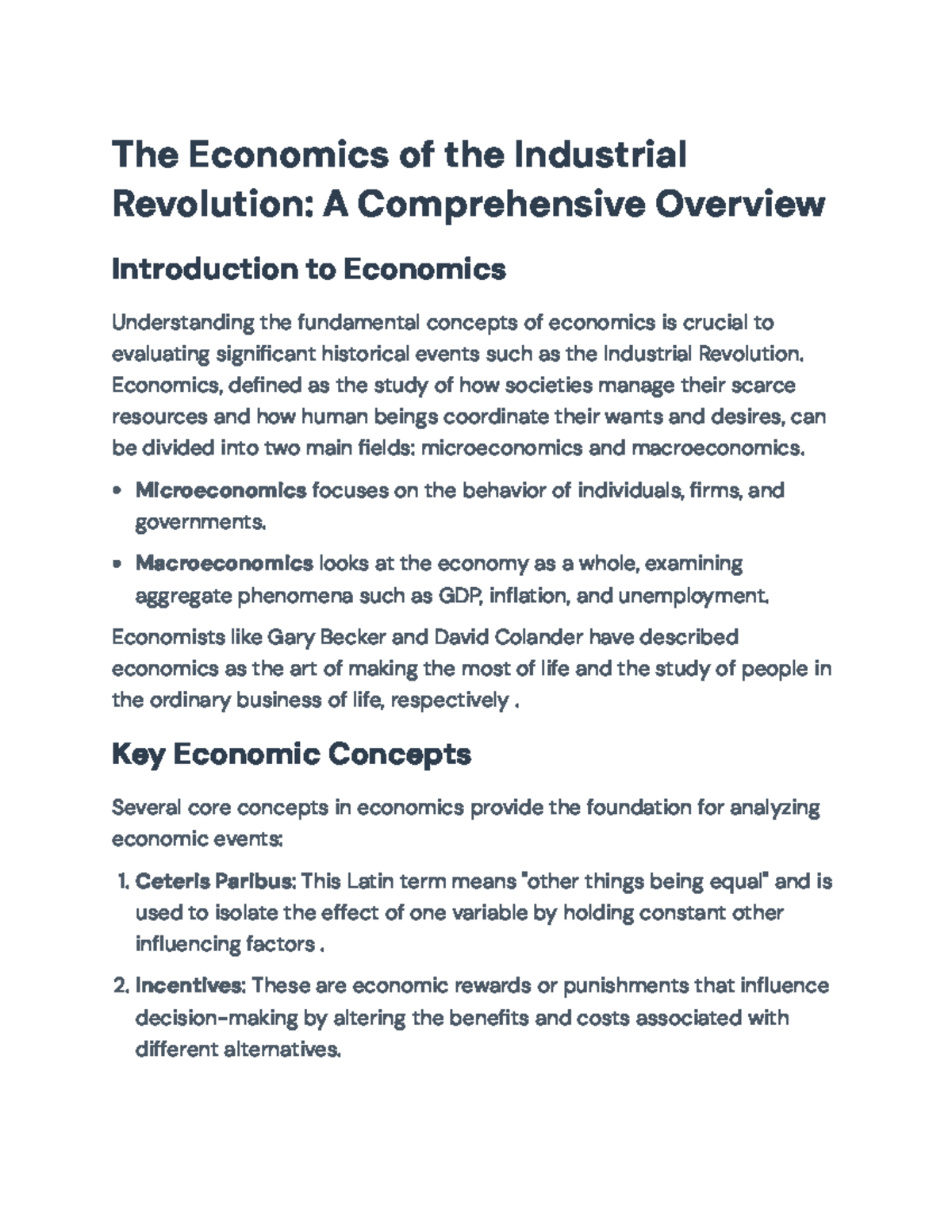 The Economics of the Industrial Revolution: Key Concepts & Insights ...