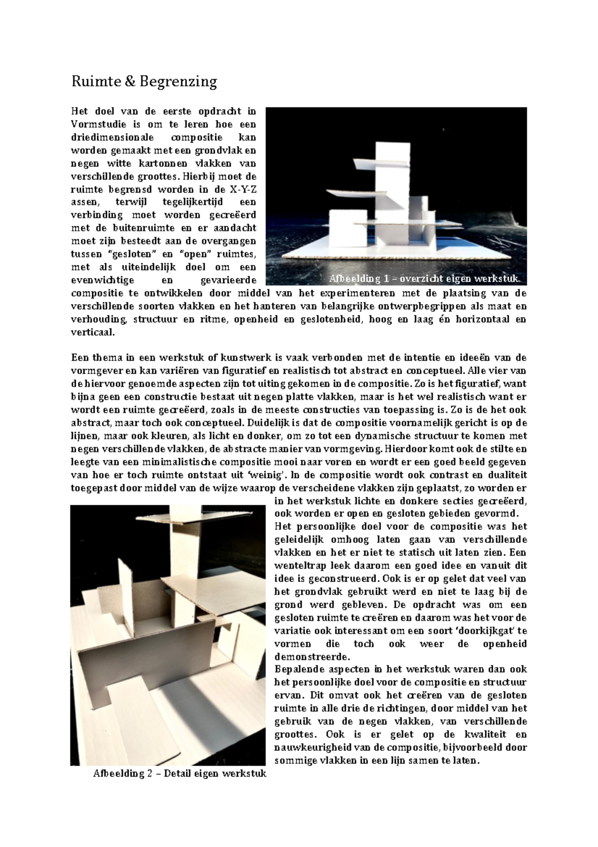 Ruimte en Begrenzing Opdracht A - Vormstudie OV1 Compositie Analyse ...