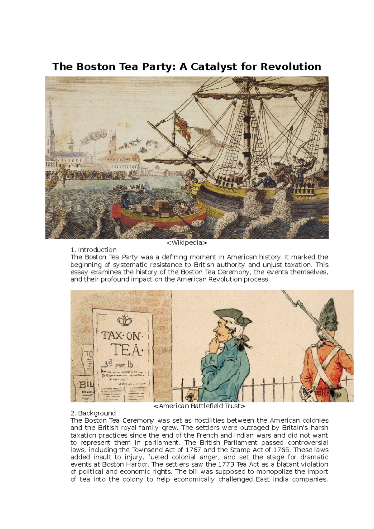 HIST 202 - The Boston Tea Party: Rebellion and Its Revolution Impact ...