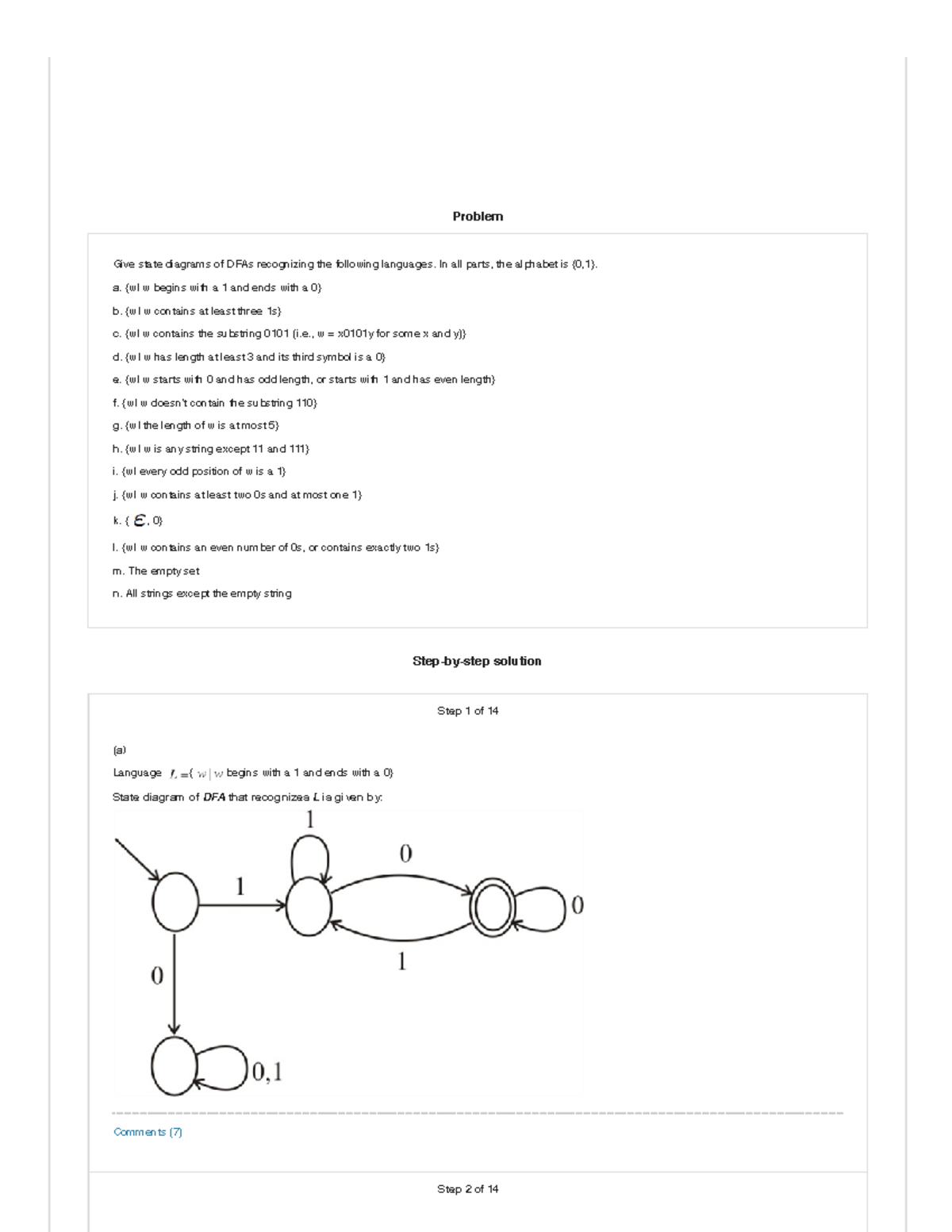 Theory of Automata - Chapter 1 DFAs Questions and Solutions - Studocu