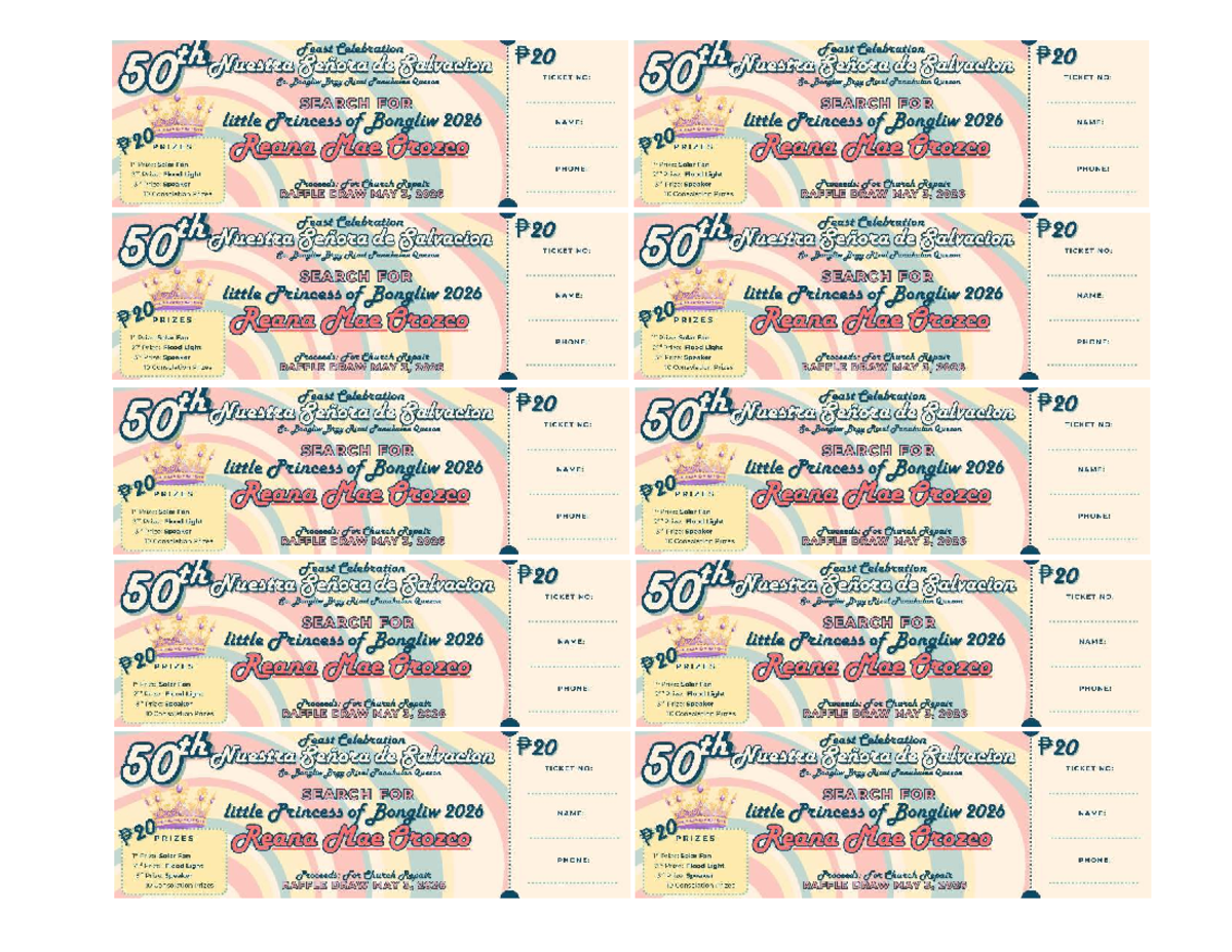 Raffle Draw Ticket for Little Princess of Bongliw 2026 - Studocu
