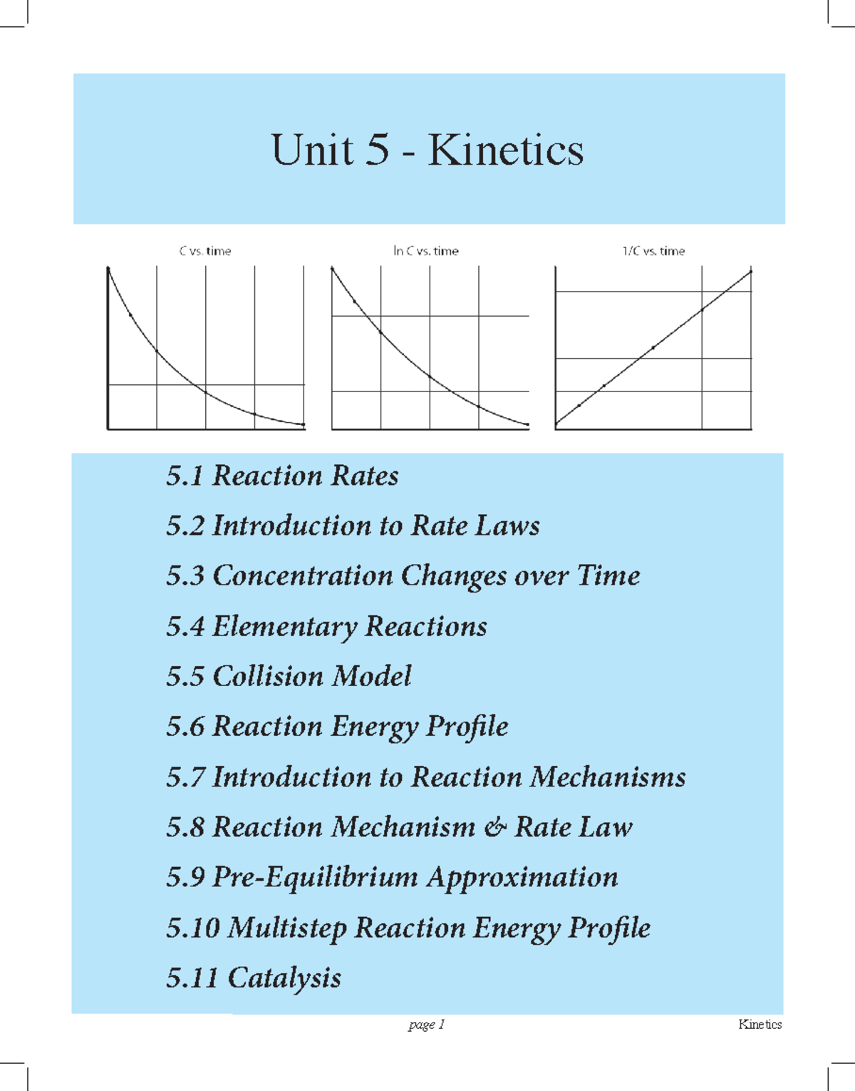Final Exam Notes for AP Chemistry Unit 5 - Kinetics and Rate Laws - Studocu