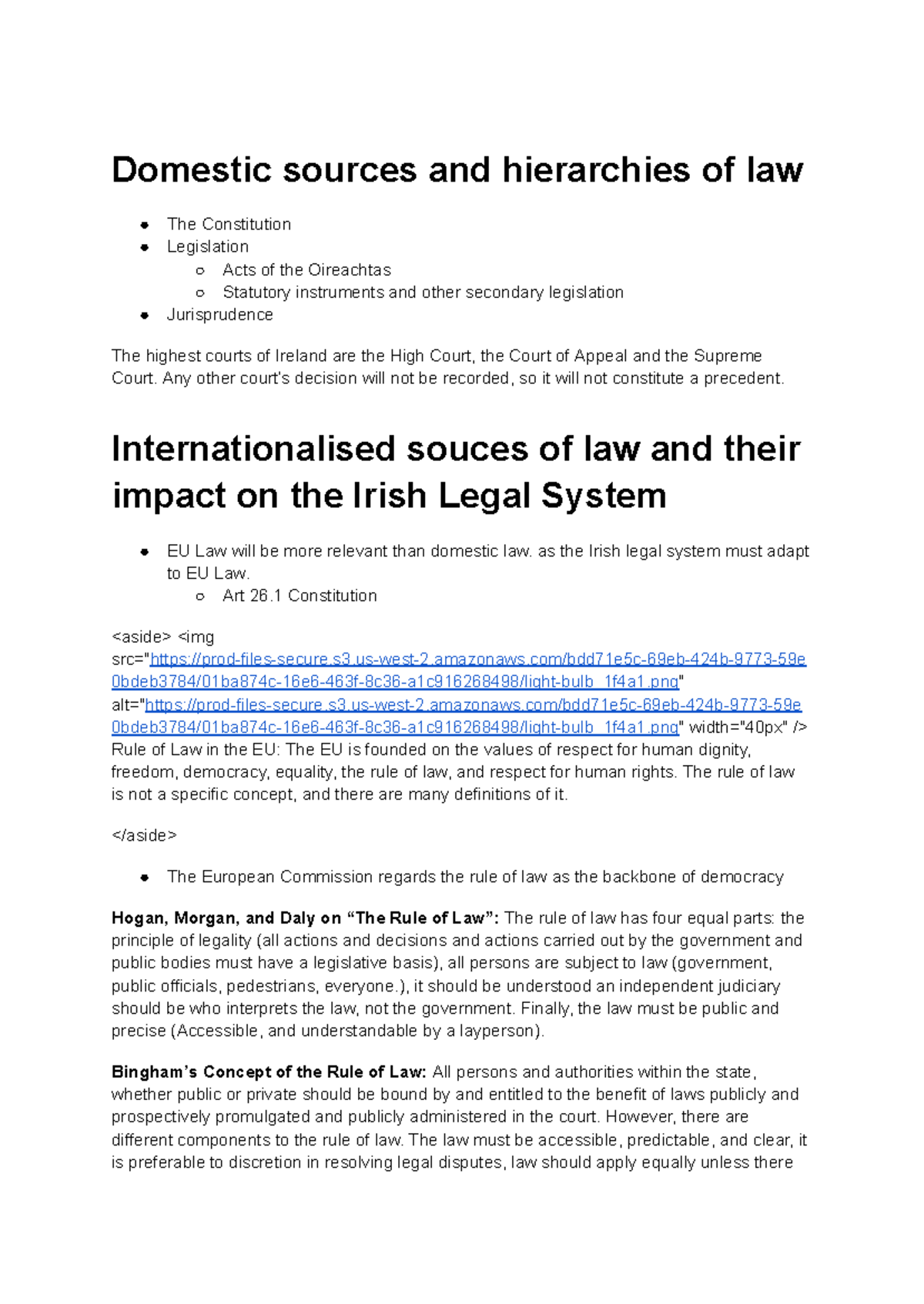 **Introduction to the Irish Legal System (IL100) - Sources of Law ...