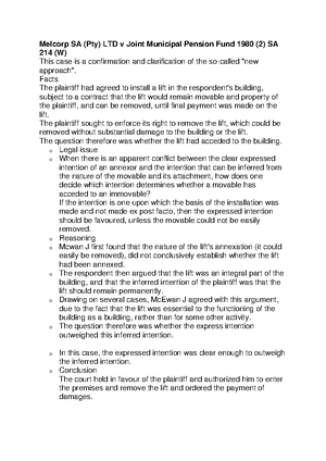 LU1 - Distinction between real rights and personal rights - LAW OF ...