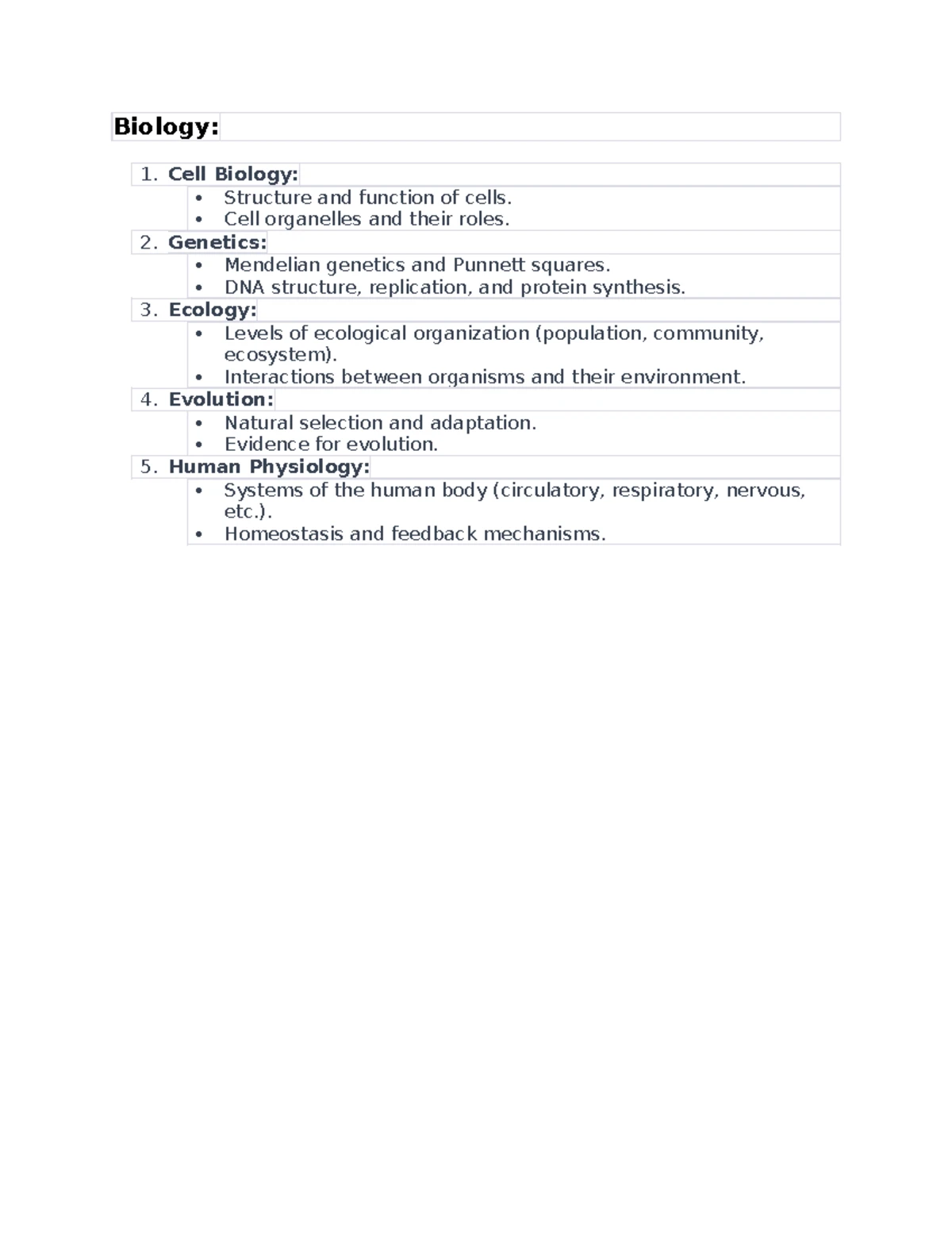 Biology Review 1 - Key Concepts and Notes - Studocu