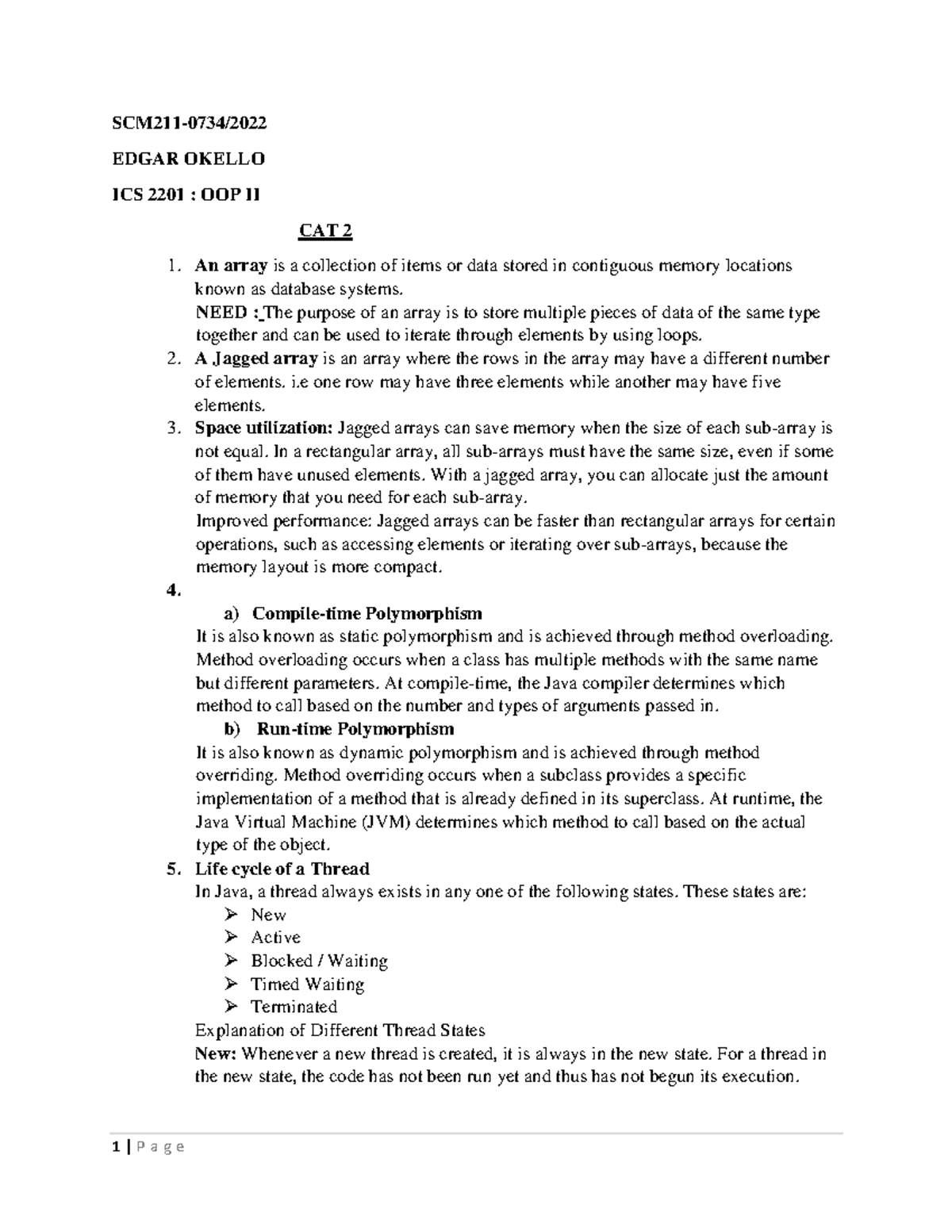 OOP CAT 2 231211 203103 - Good pdf - 1 | P a g e SCM211-0734/ EDGAR ...