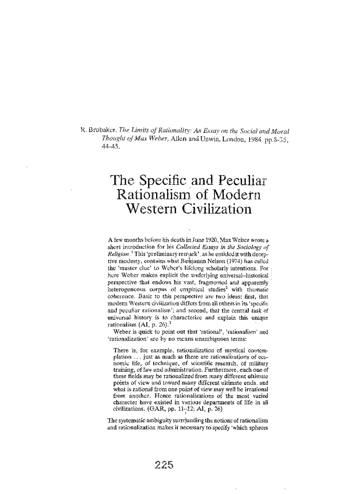 Brubaker - The Limits of Rationality: Analyzing Max Weber's Thought ...