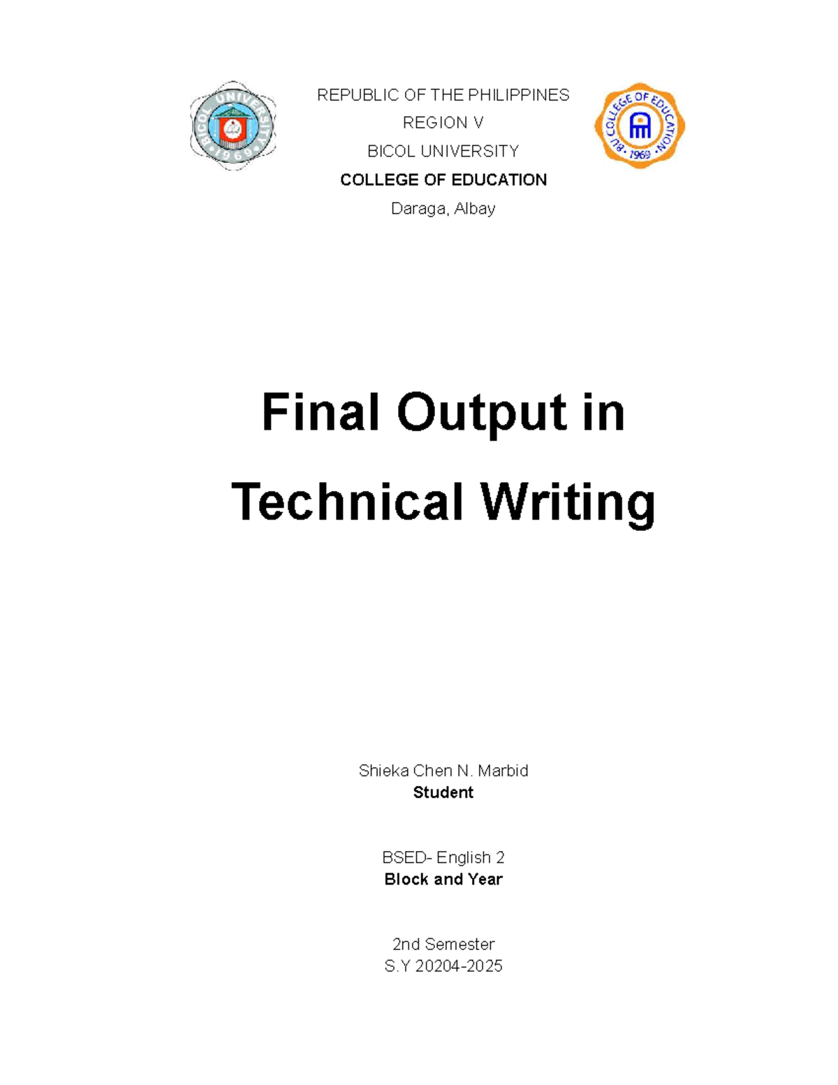 Technical Writing Project: Final Output for English 2 (S.Y. 2025) - Studocu