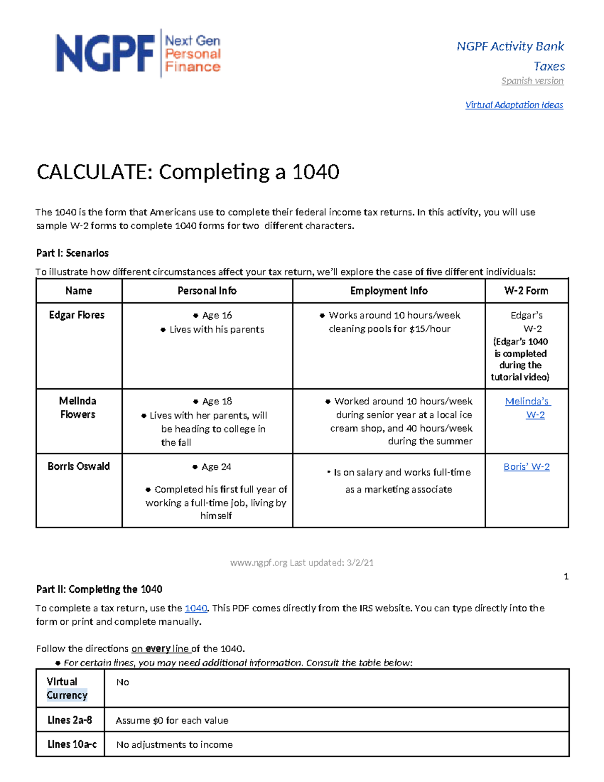 Module 3 Lesson 3 Activity: Completing a 1040 Tax Return - Studocu