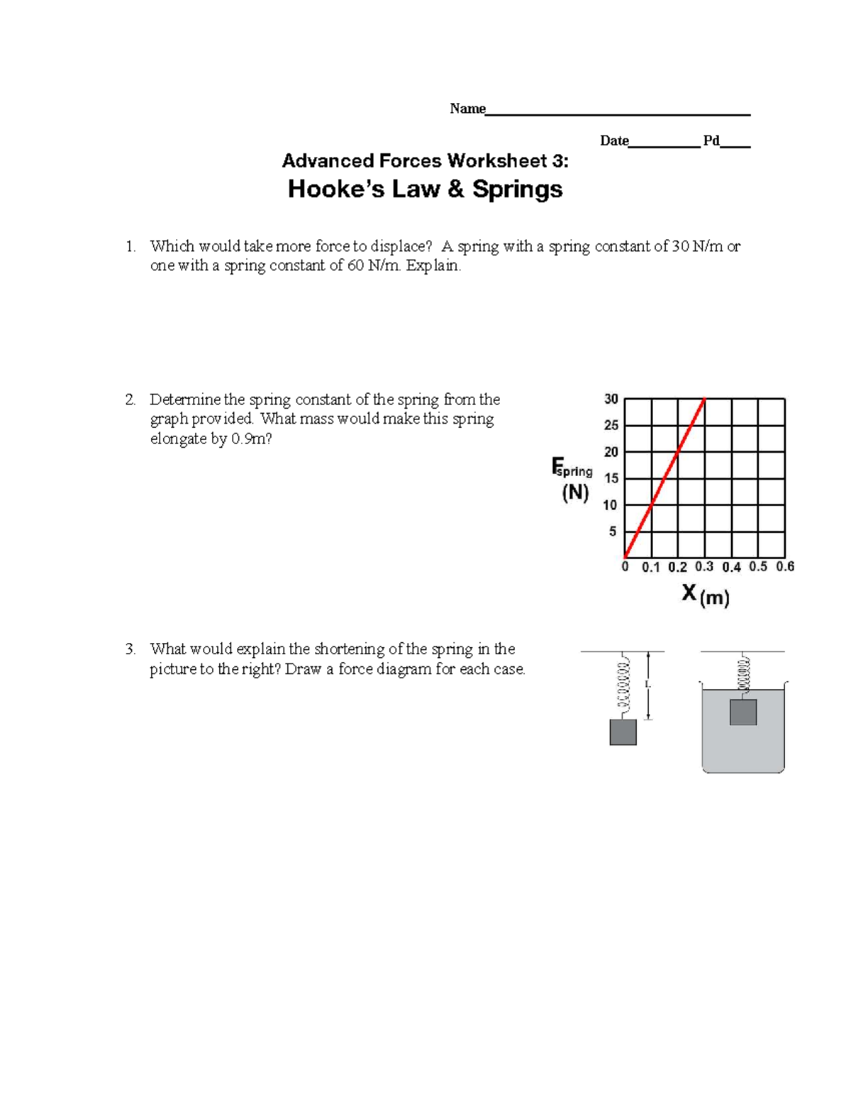 AF 3 Hooke's Law - Practice Worksheet on Spring Forces - Studocu