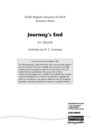 Journeys end scene summary - Journey’s End Scene Summary: Act 1 ...