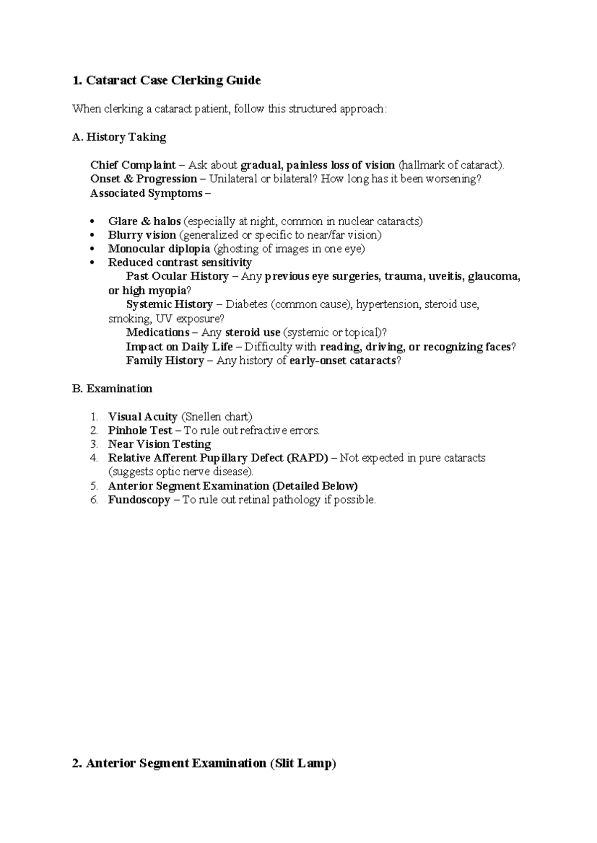 Cataract Case Study Guide: Diagnosis and Surgical Techniques - Studocu
