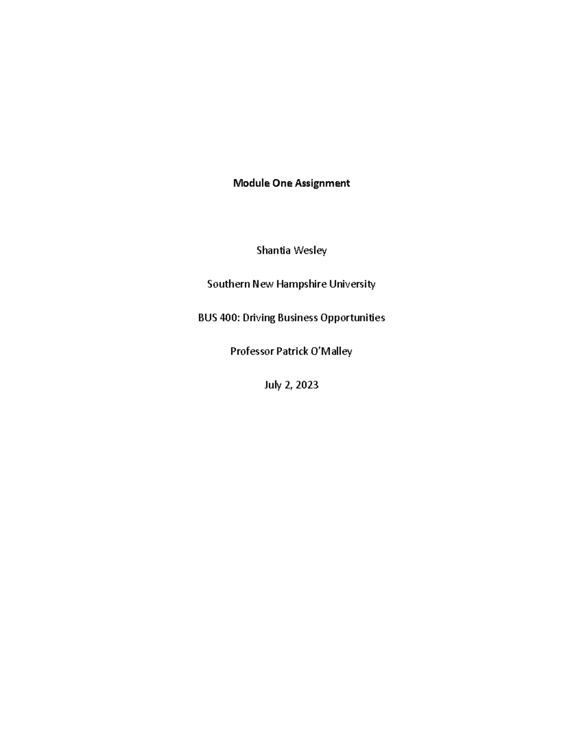 BUS 400 - Module One Assignment: Value Proposition & SWOT Analysis - Studocu