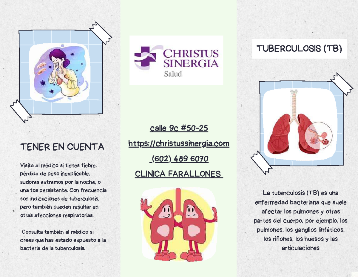 Folleto TB: Información Clave sobre la Tuberculosis y Síntomas - Studocu